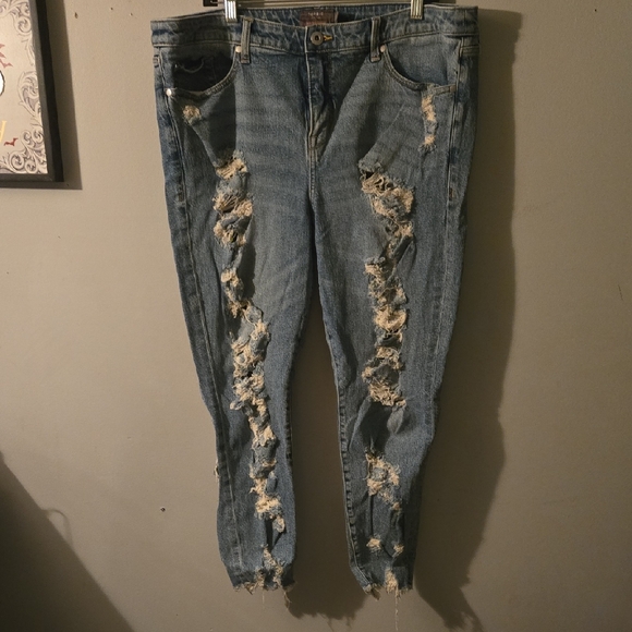 torrid | Jeans | Torrid Blue Boyfriend Jeans With Distressed Details ...